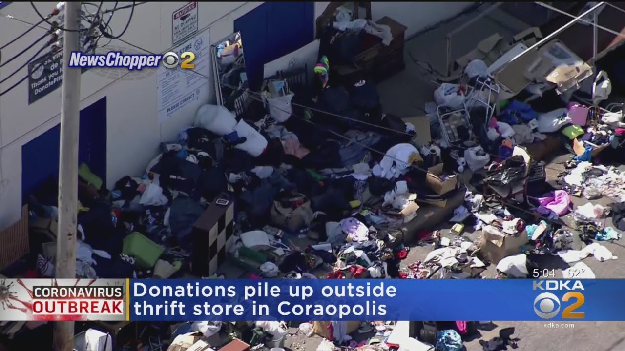 Donations Pile Up Outside Thrift Store In Coraopolis - YouTube