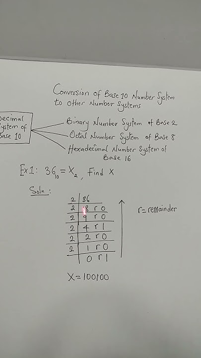 Conversion of Base 10 to Binary Number System of Base 2 #digitalelectronics #binary # ...