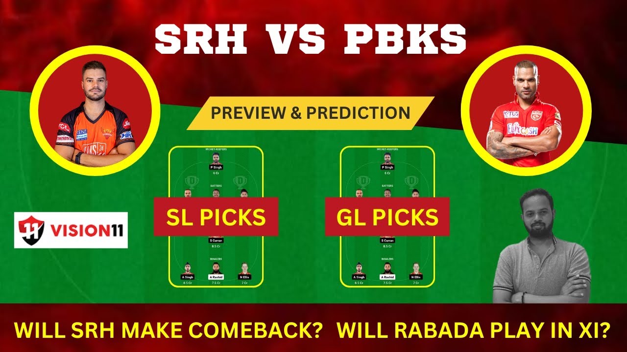 SRH v PBKS Team Prediction, HYD vs PUN Dream 11 Team, Today IPL Match ...