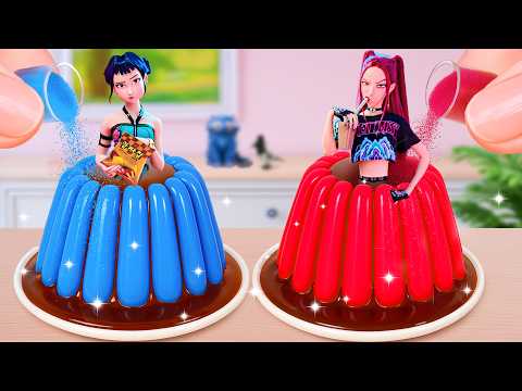 Kpop Demon Hunters Cake🎤Zoey Blue vs Mira Red Jelly Cake Battle 💙❤️ Amazing Mini Cake Decorating