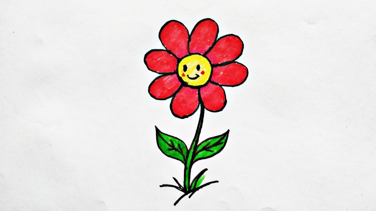 flower drawing for kids / phool ka chitra / how to draw flower - YouTube