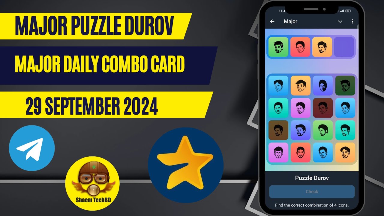 29 September Major puzzle durov Solved Today | Major Daily combo card ...