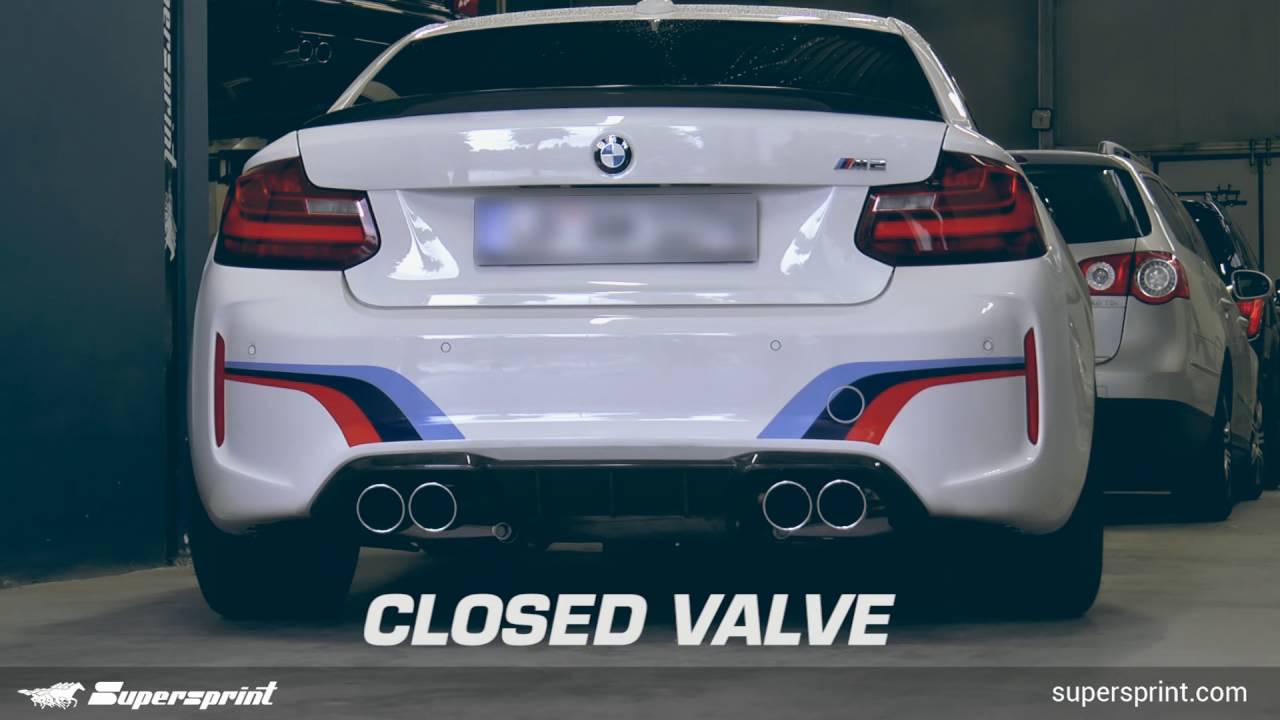 BMW M2 F87 sound with Supersprint full exhaust system with valve - YouTube