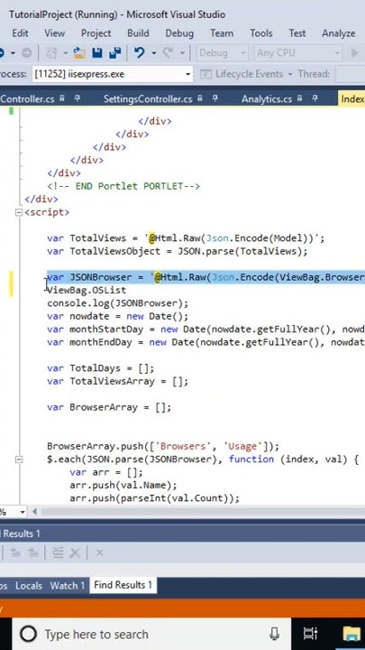 285 ASP .NET MVC - Render Google PIE Chart with OS Analytics Data in Tutorial Project - YouTube