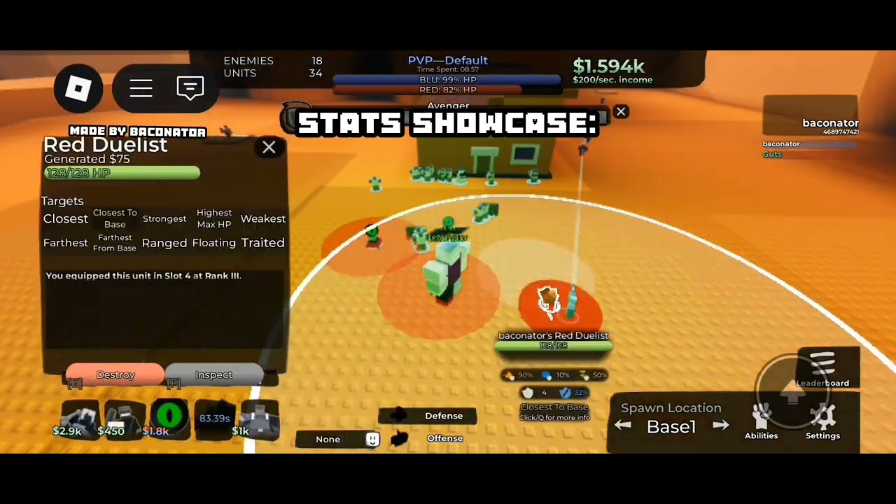 World tower defense default mode pvp 1v1 op strategy WTD - YouTube