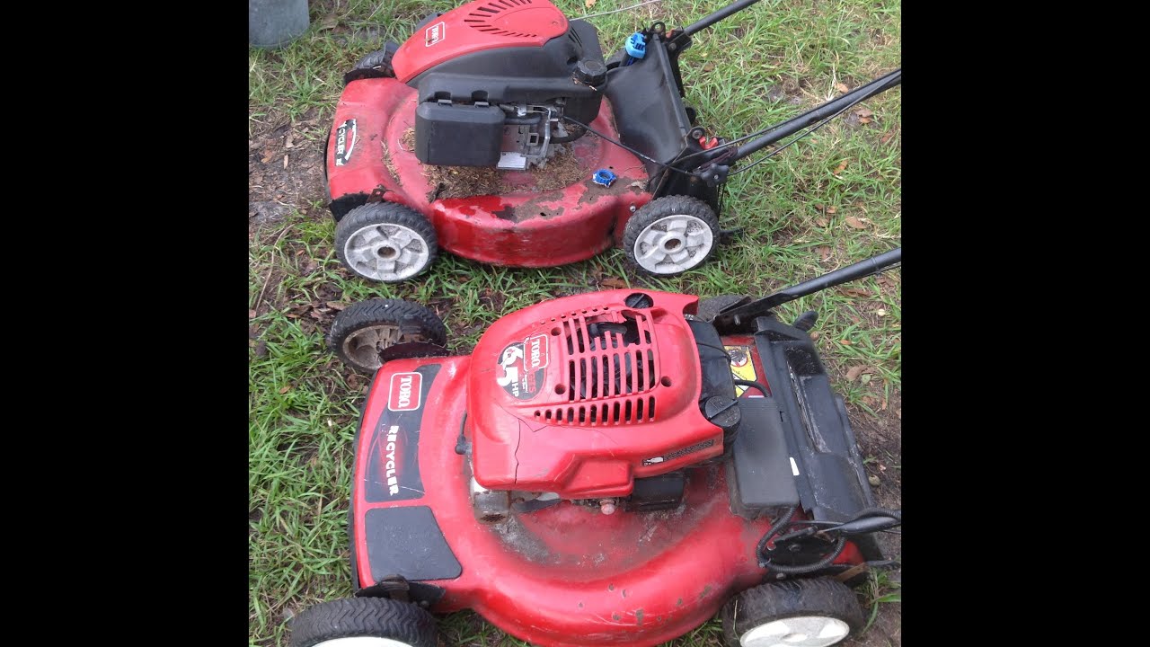 2 Junk Toro Recycler lawn mowers for $30..Recoil problems on both ...