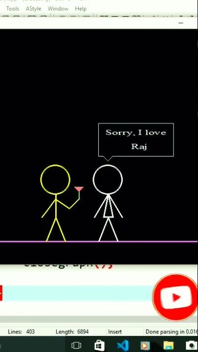 stickman love story Animation With Source Code | Cool Programming Projects #shorts #cprogramming ...