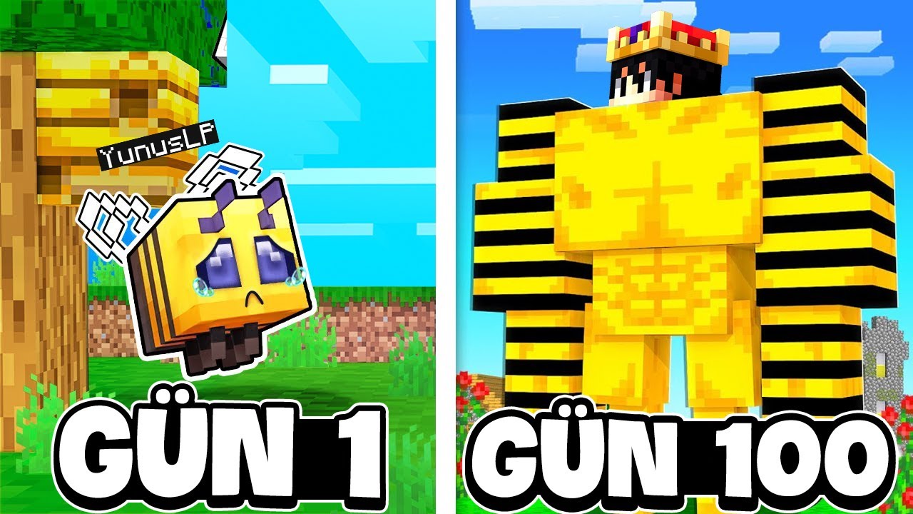 100 Gün Boyunca ARI OLDUM! - Minecraft - YouTube