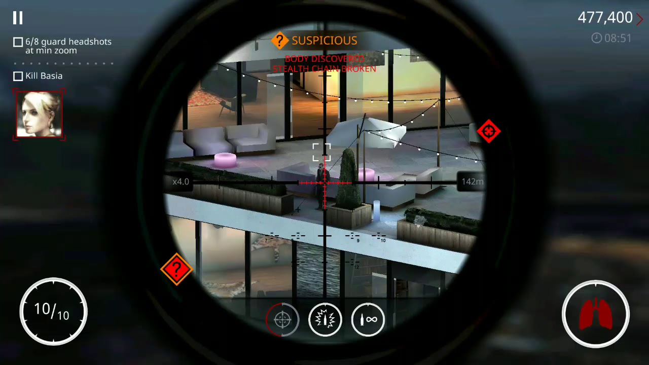 Hitman Sniper : Headshot 8 guards at minimum zoom - YouTube