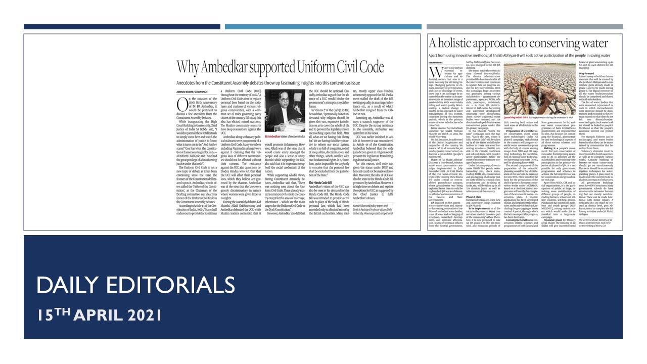 Daily Editorials // 15th April 2021// BusinessLine - YouTube