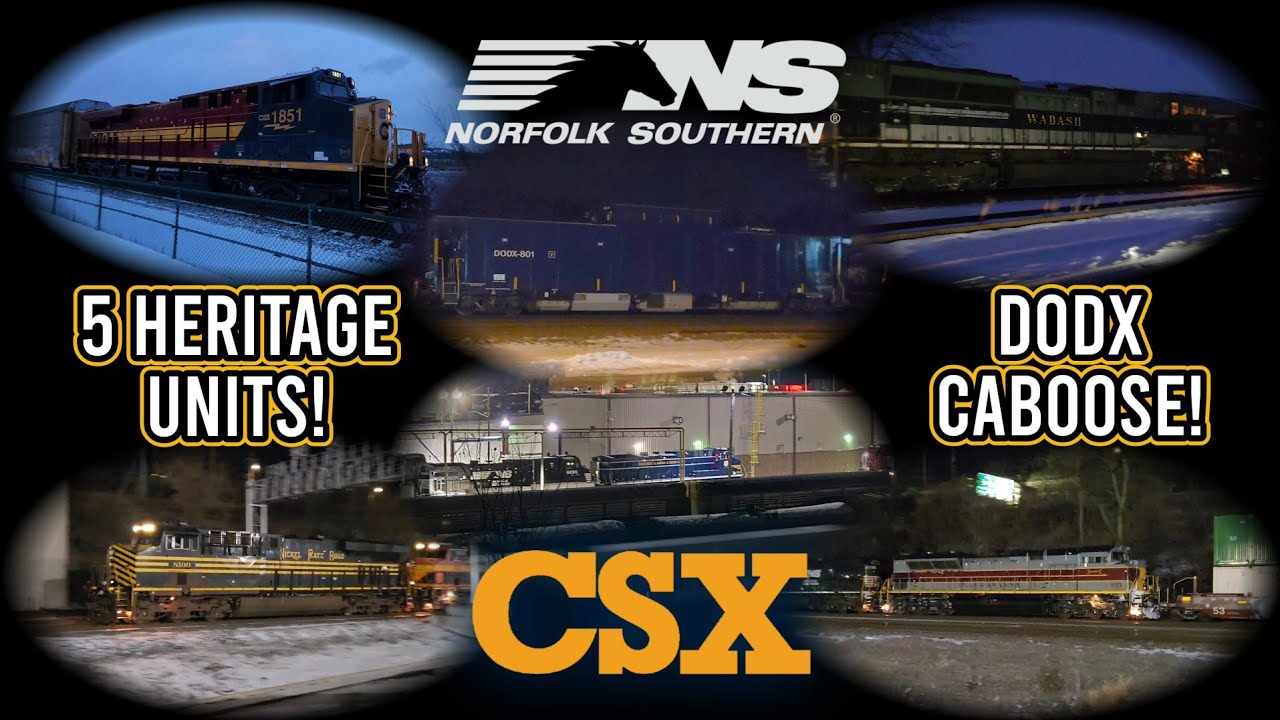 5 HERITAGE UNITS & A DEPARTMENT OF DEFENSE CABOOSE ALL ON THE COLDEST ...