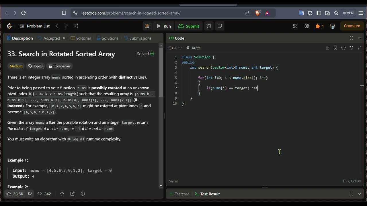 🔍 Search in Rotated Sorted Array | LeetCode Problem 33 | Efficient C++ Solution Explained - YouTube