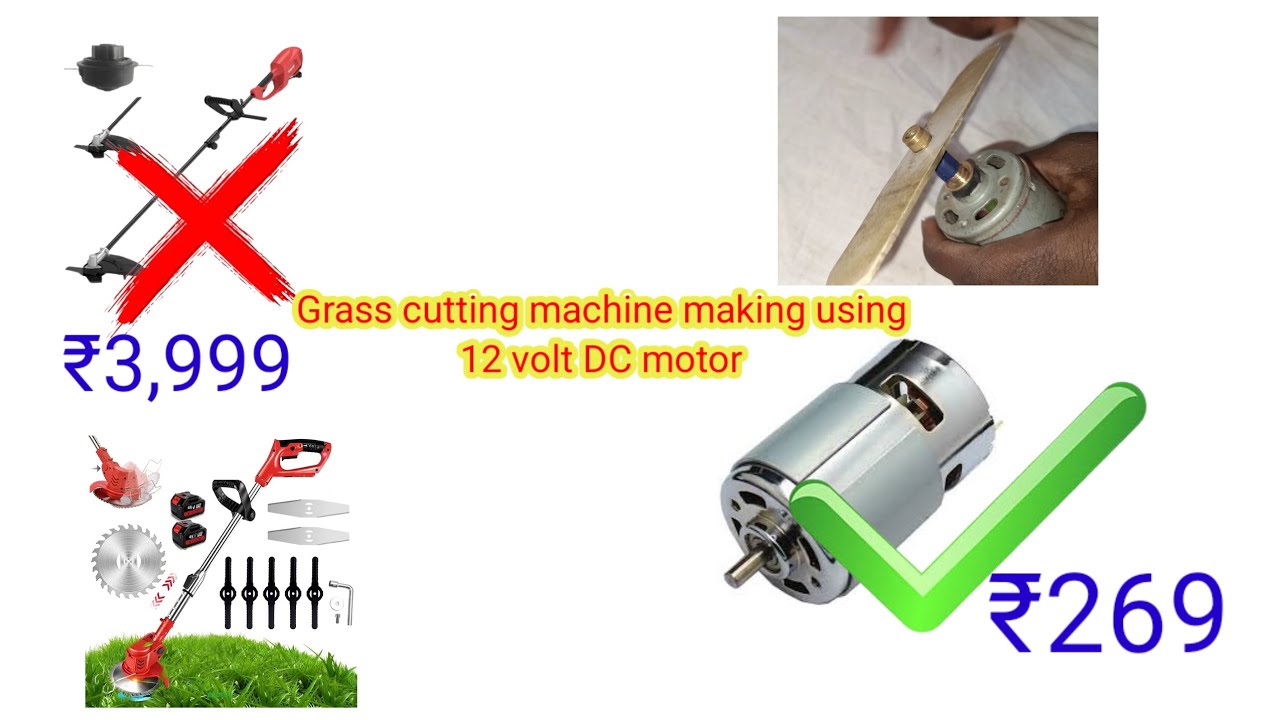 Grass cutter making at 12 DC motor|Grass cuttings diy - YouTube