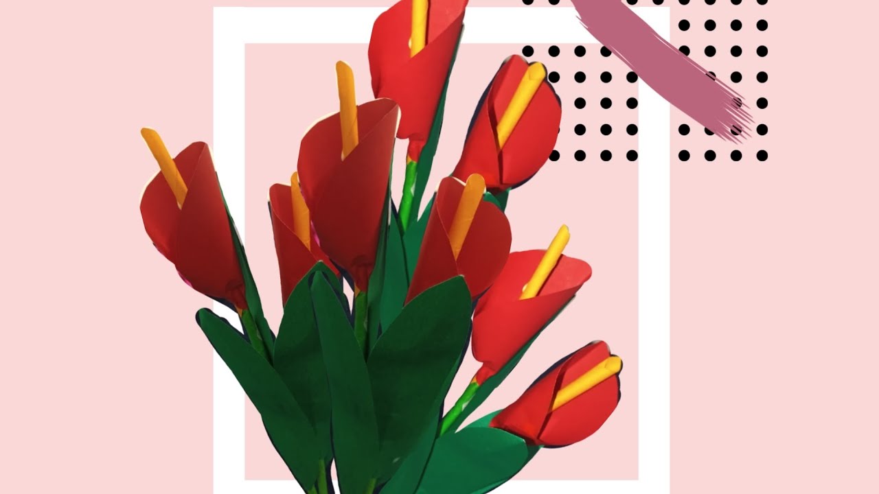 Easy way of making anthurium flower with paper🌷🌷 - YouTube