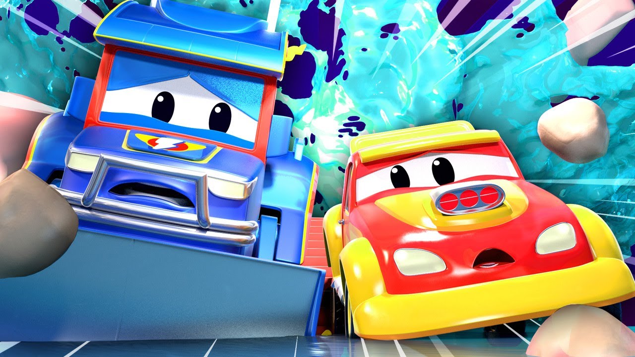 Çocklar için Kamyon çizgi filmleri SEL KAÇIŞ TÜNELİ Süper Kamyon Araba ...