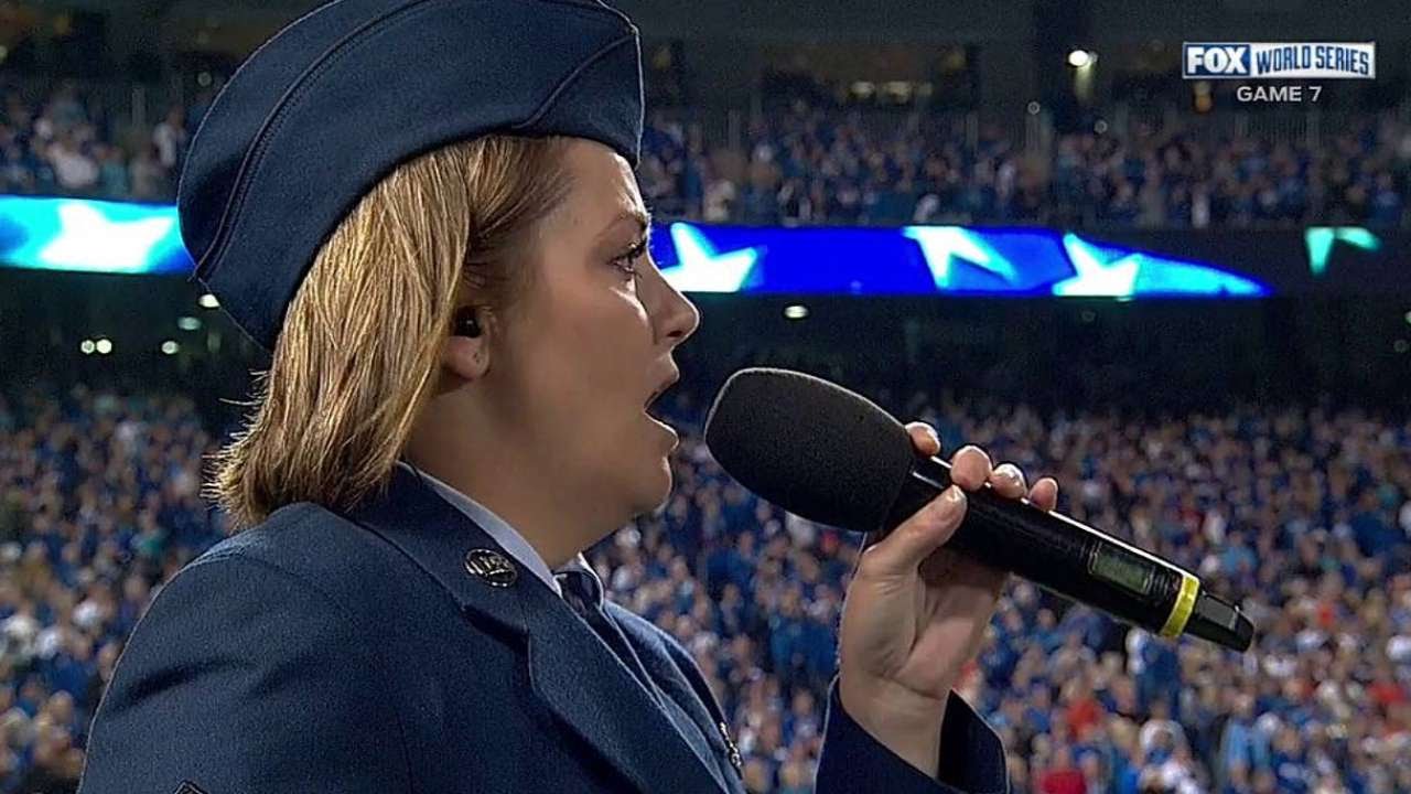 WS2014 Gm7: Master Sgt. Sherman sings during stretch - YouTube