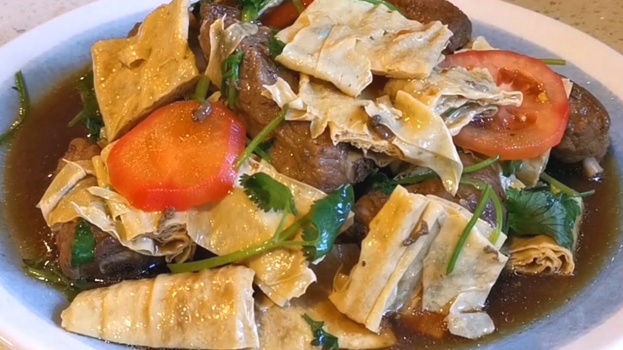 做个菜 腐竹和肉一样香。How to cook Yuba. - YouTube