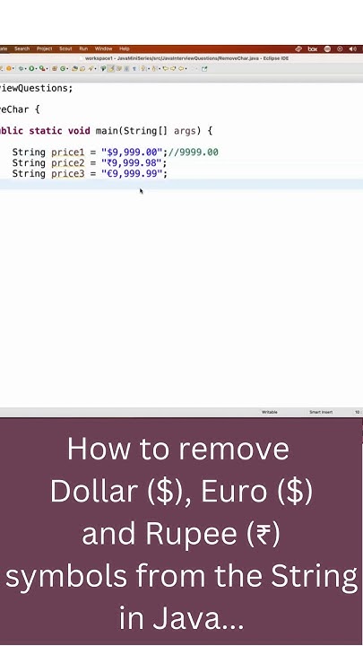 How to remove Dollar $, Euro $ and Rupee ₹ symbols from the String in Java - YouTube