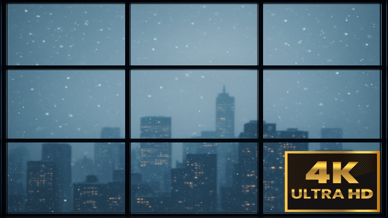 Snowy City Window View – 4K Ambient Loop for TV Background - YouTube