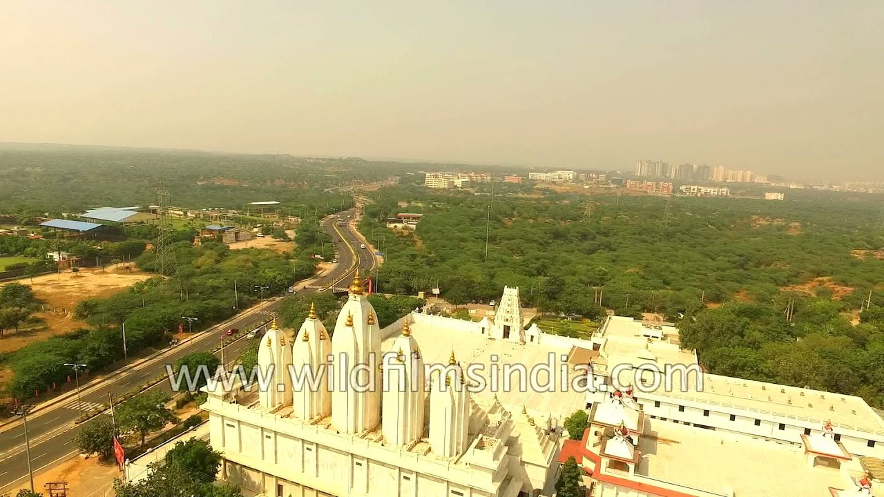 Flying over temple complex on Ashram Faridabad road - YouTube