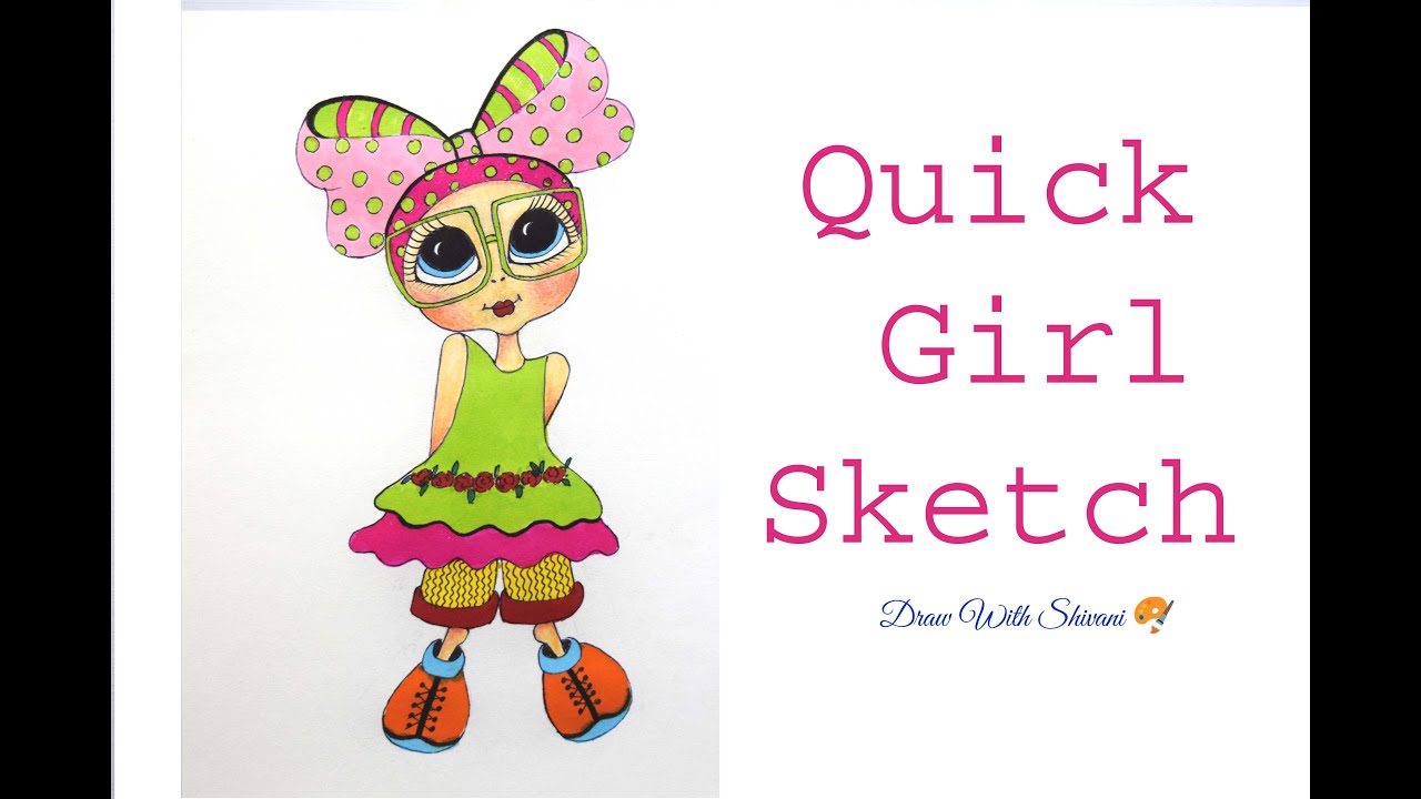 Quick Girl Sketch/ How to draw Cute Girl - YouTube