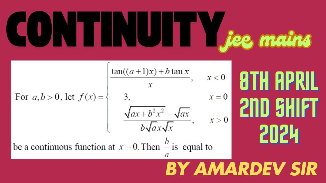For a,b greator than 0,let f(x)={tan (a+1)x+b tan x /x,x less than o ...