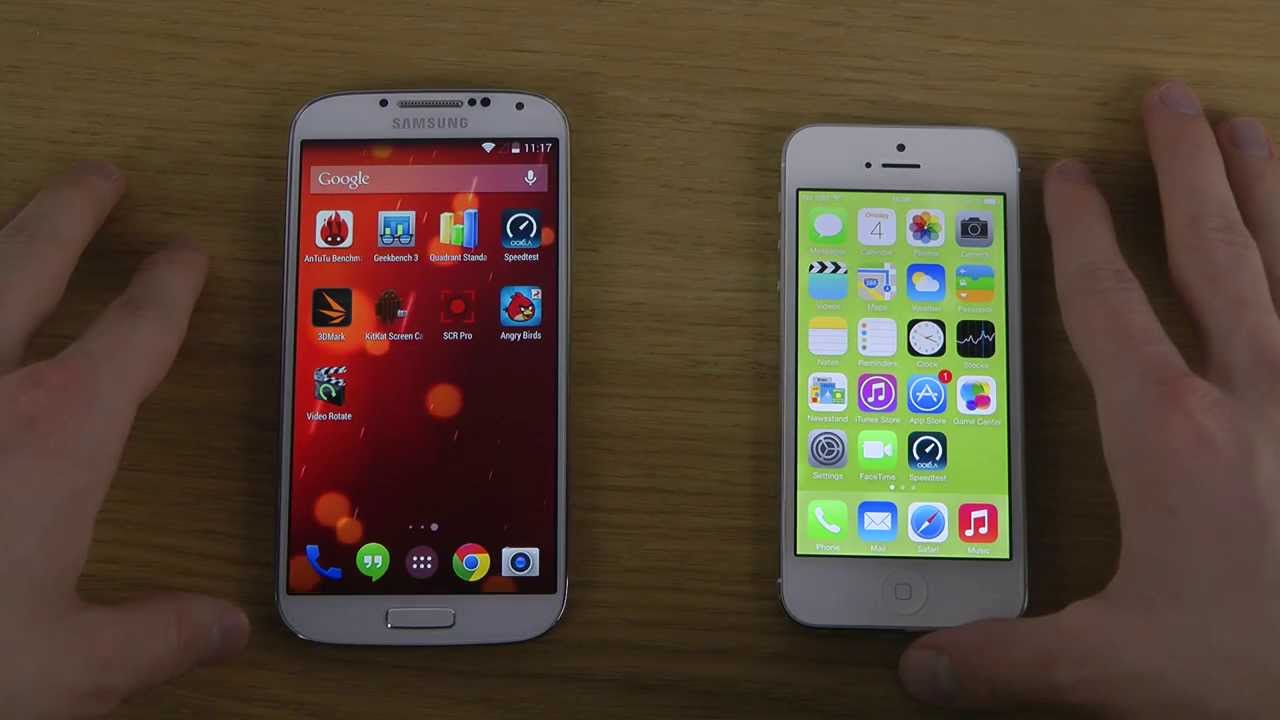 Samsung Galaxy S4 Android 4.4 KitKat vs. iPhone 5 iOS 7.1 Beta ...