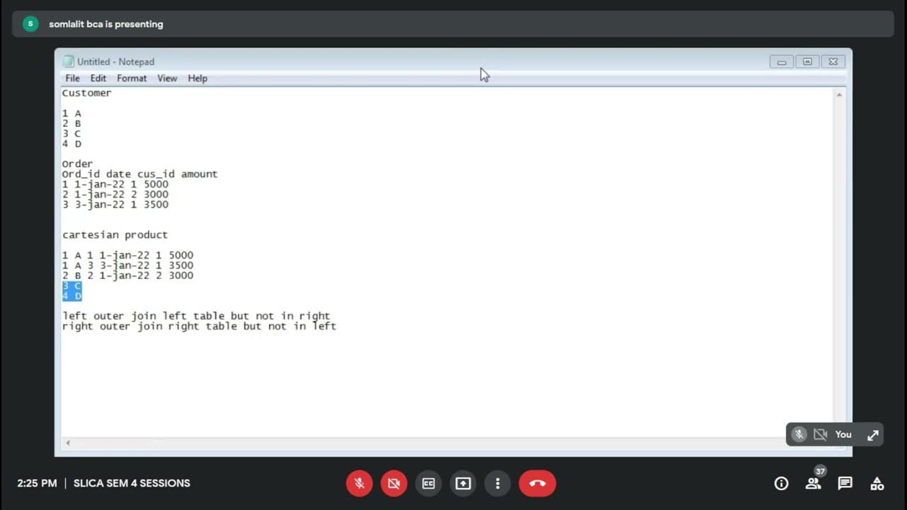 Cartesian Product & SQL Joins | 13-01-2022 - YouTube