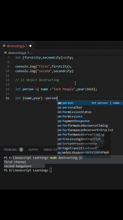 Destructing In Javascript Object Youtube