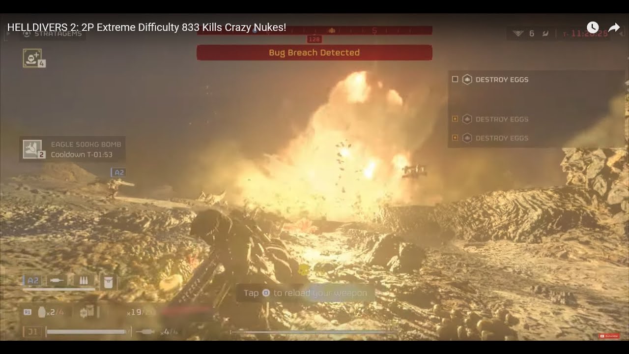 HELLDIVERS 2: 2P Extreme Difficulty 833 Kills Crazy Nukes! - YouTube