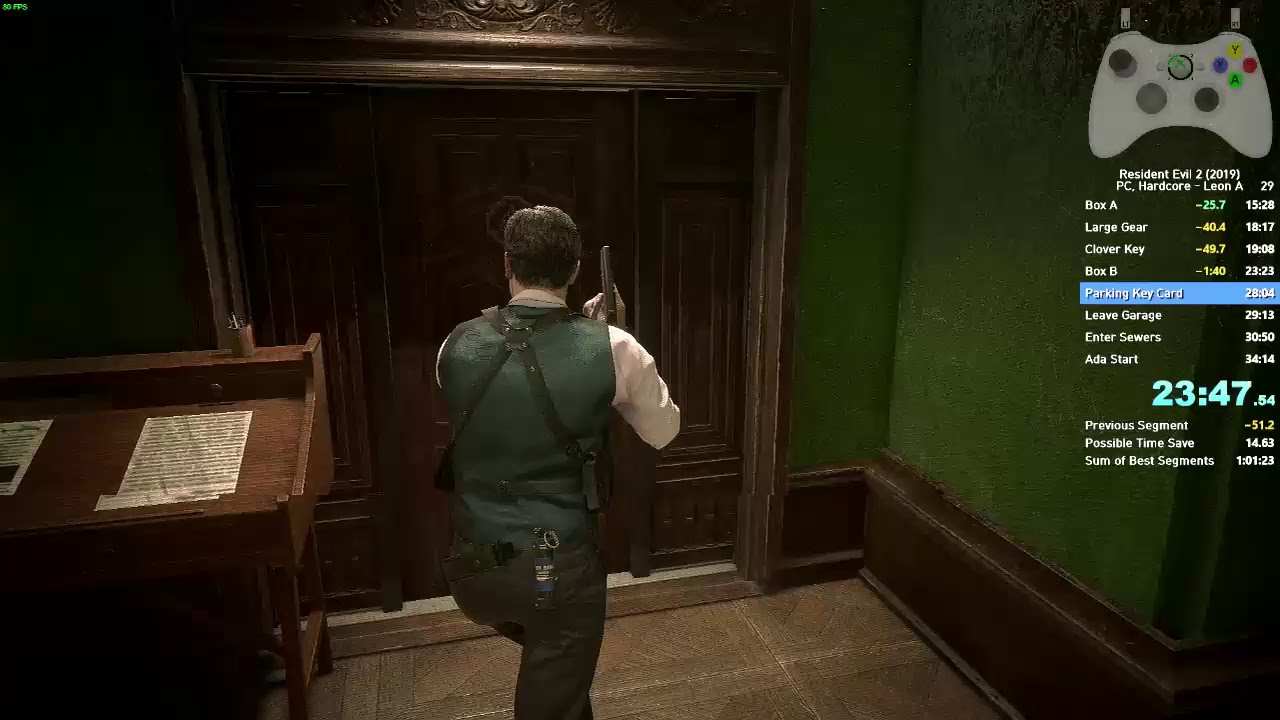 RE2 Leon A Hardcore Speedrun [controller] 레지던트 이블2 레온 A 하드코어 스피드런 - YouTube