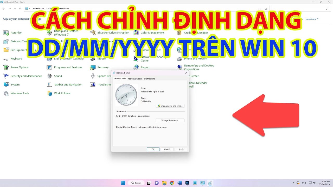 Cách Chỉnh Định Dạng DD/MM/YYYY Trong Win 10 - YouTube