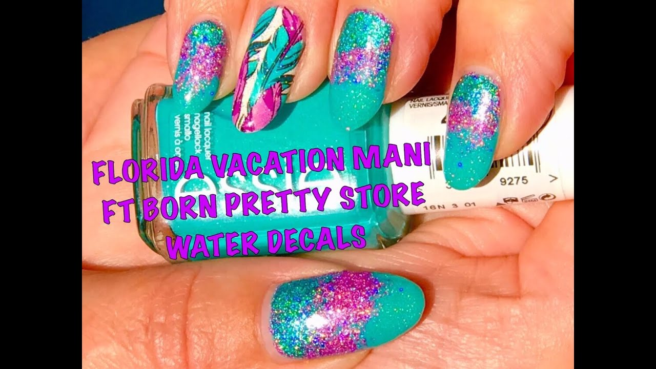 🌺🌴FLORIDA MANICURE FT BORN PRETTY STORE WATER DECALS🌴🌺 - YouTube