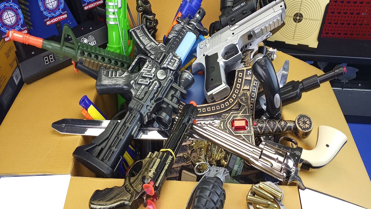 Guns Box of Toys !box of toy guns* Military & Police equipment - YouTube