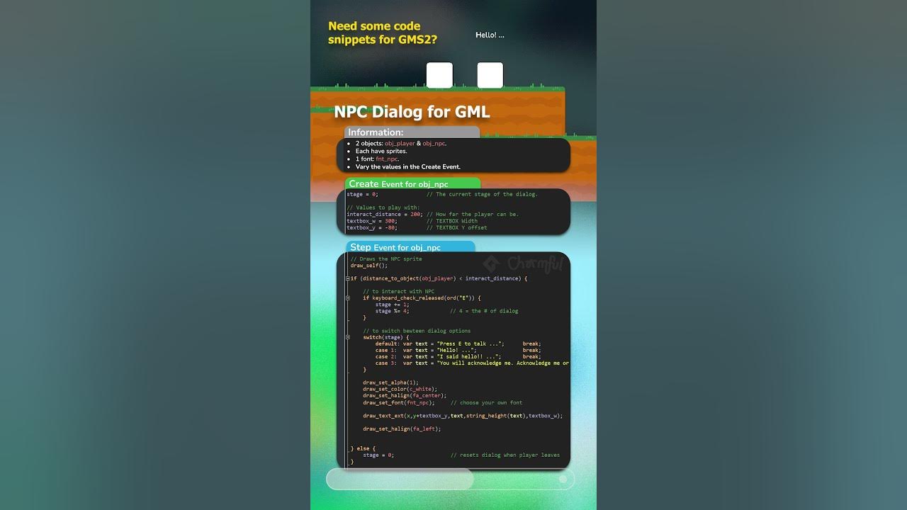 NPC Dialog Code | Need some GML snippets? #shorts #gamemaker #gml - YouTube