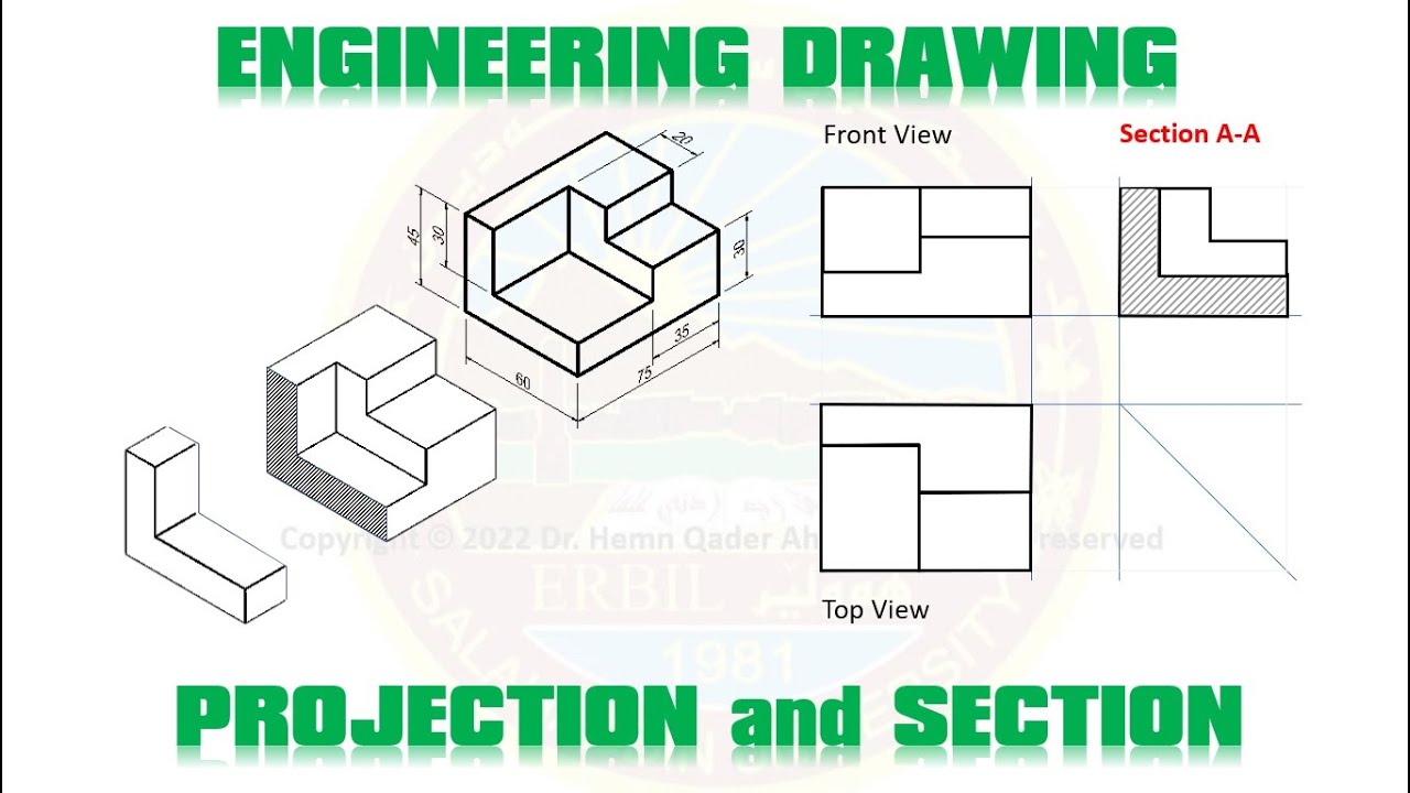 Engineering Drawing Projection and Section - YouTube