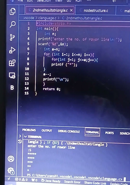 Ulta triangle in c language #shortsfeed #codecoding #c #programminglanguage - YouTube