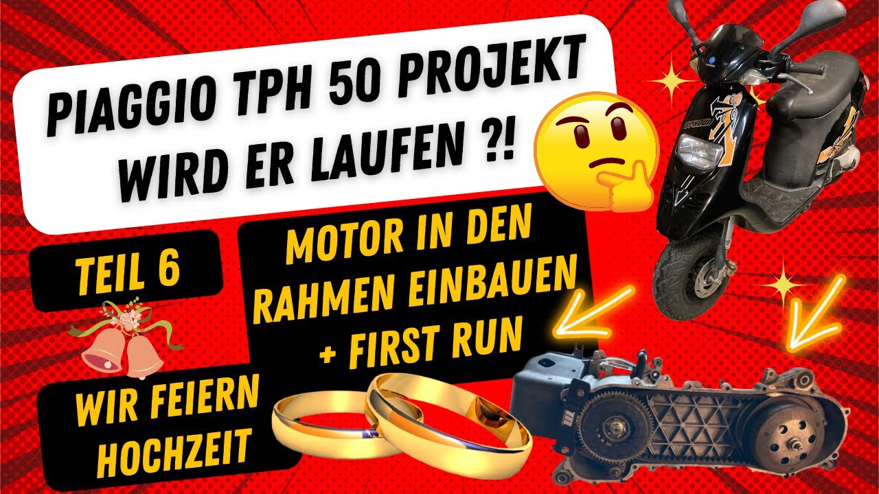 Piaggio TPH 50 - Motor in den Rahmen einbauen, anschließen und ...