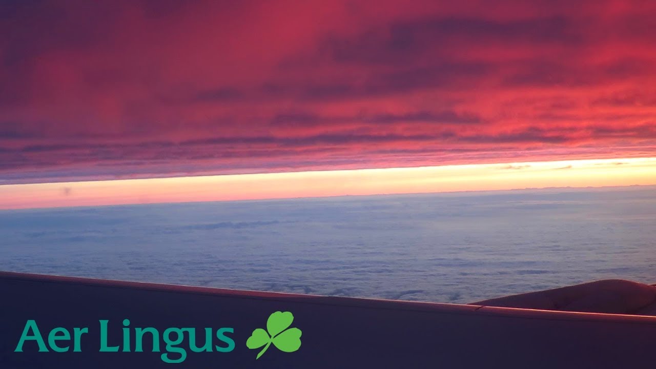 BEAUTIFUL SUNRISE TAKEOFF on AER LINGUS Airbus A320 from Dublin Airport ...