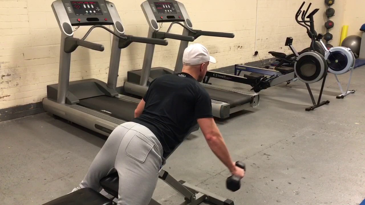 Dumbbell bench rear deltoid fly - YouTube