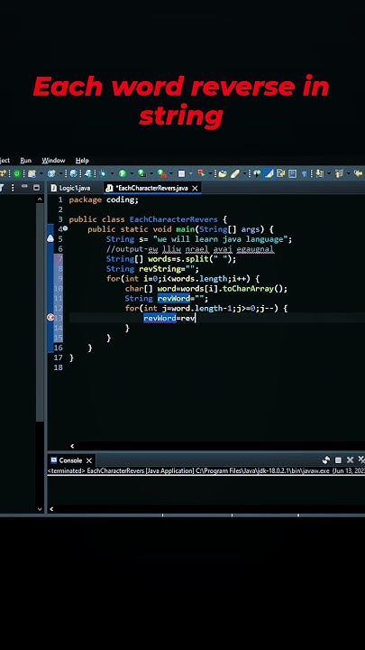 How To Reverse Each Word In Java Coding Java Javacoding Programming Youtube 3943