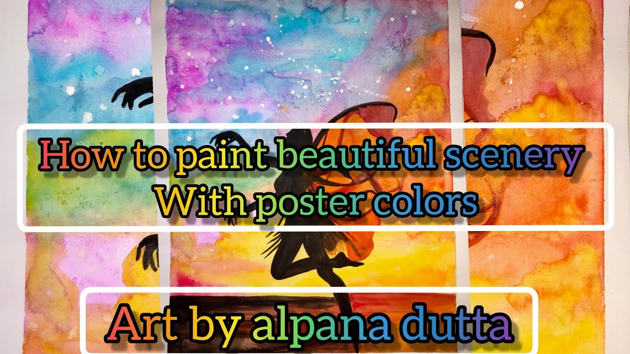 HOW TO PAINT BEAUTIFUL SCENERY WITH POSTER COLORS🖌 - YouTube