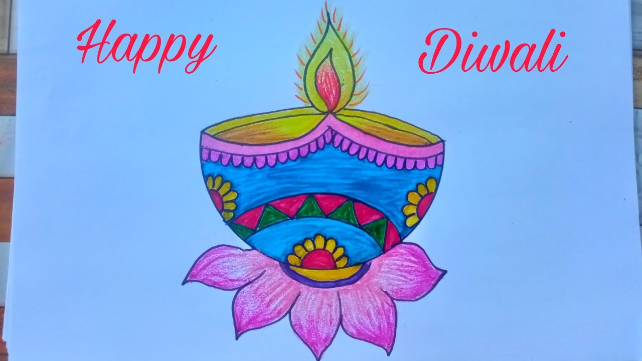 Diya drawing||how to draw a diya||Diwali diya drawing||diya rangoli ...