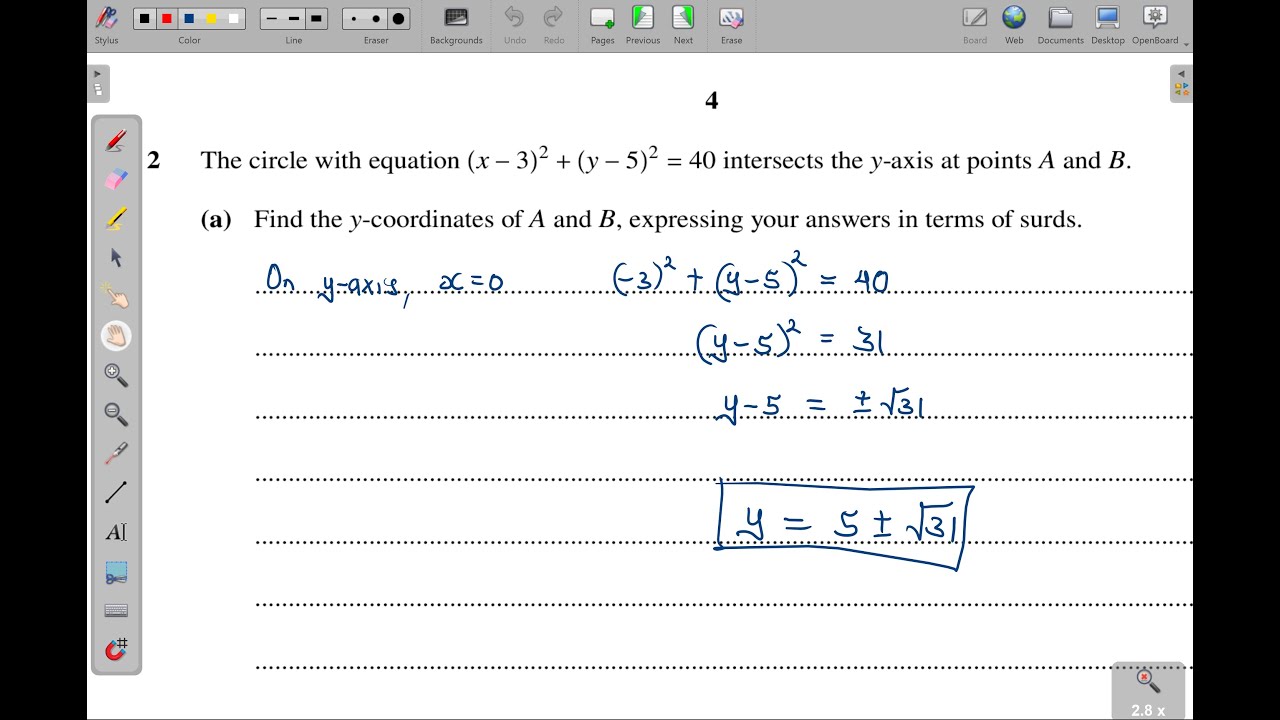 9709/13/O/N/23 -- QN 2 (CIRCLES, COORDINATE GEOMETRY) -- PURE ...