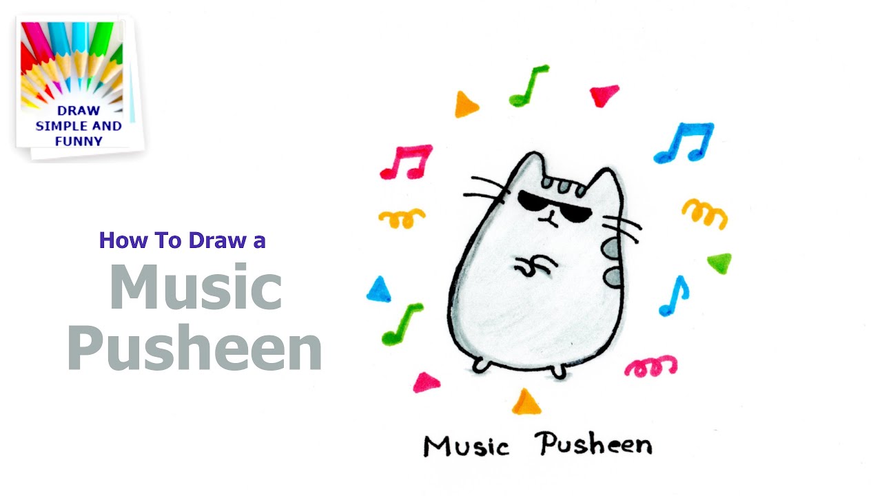 How To Draw Pusheen loves Music Step by Step - YouTube