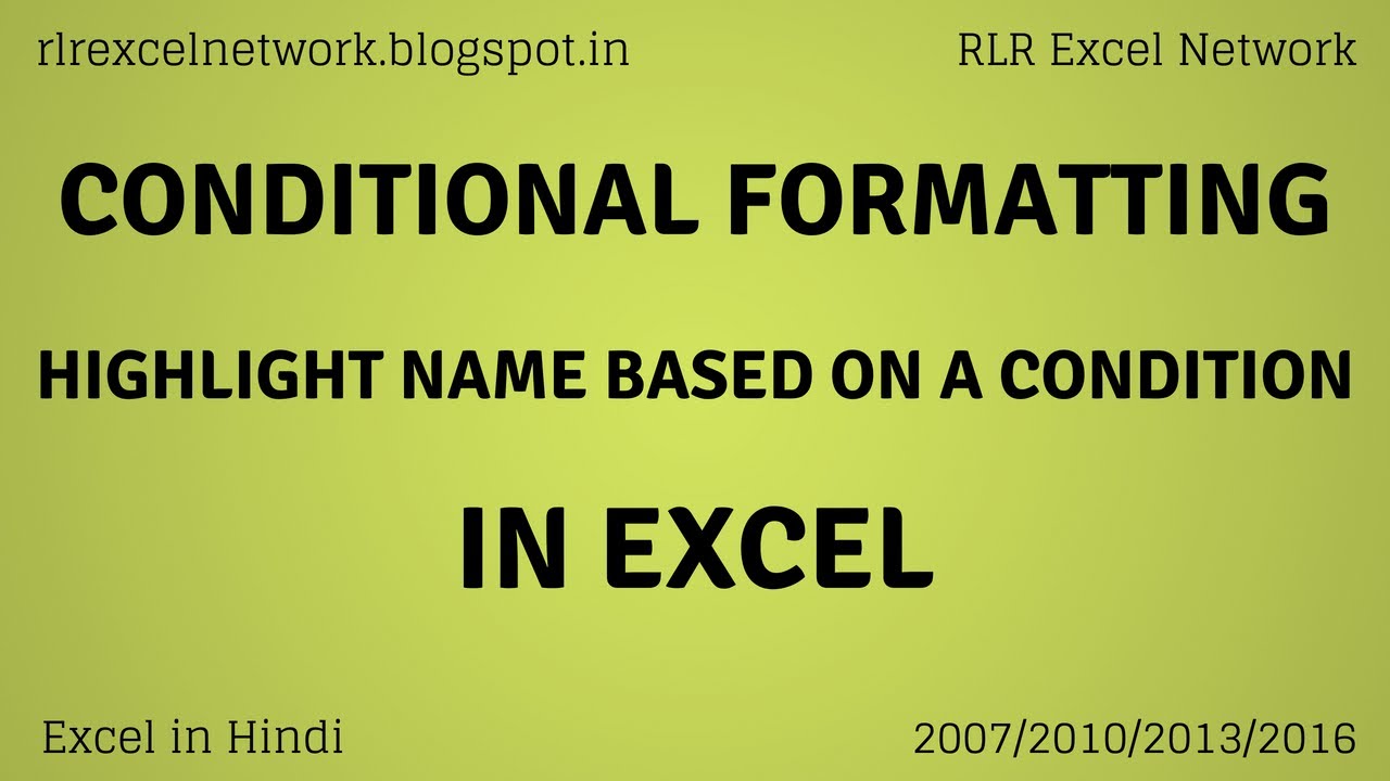 139* How to use ADVANCE CONDITIONAL FORMATTING in Excel {Hindi} - YouTube