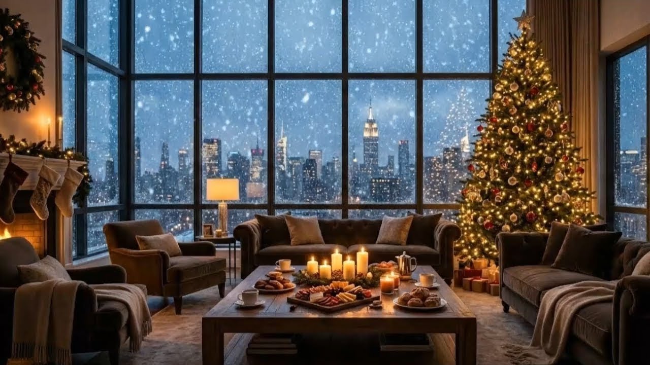 Soothing Christmas Piano Music 🎅🎄 Warm Fireplace Glow 🔥 Quiet Winter ...