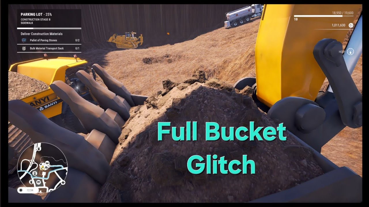 Full Bucket Glitch Construction Simulator bigger drop cut bulk loading truck excavator - YouTube