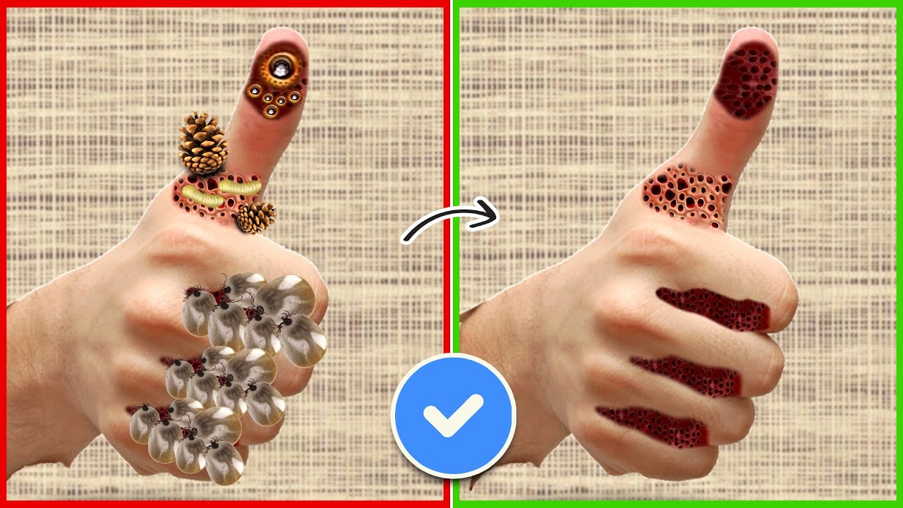 Hand Removal Animation | ASMR removing ticks & maggots from Hand ...