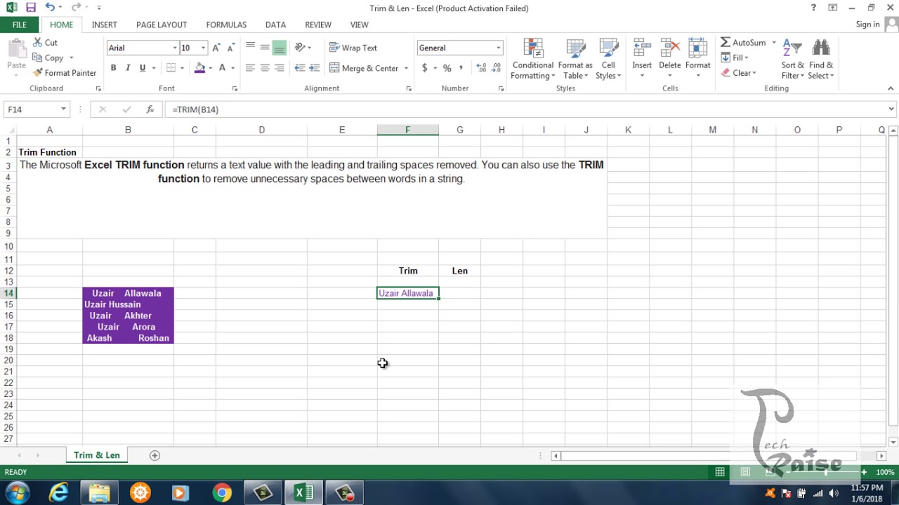 Trim And Len Function In Excel In Hindi urdu YouTube Trim And Len Function In Excel In Hindi urdu YouTube